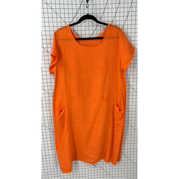 Dresses | 10 Linen Orange Oversize Lagan Look Dress L | Poshmark